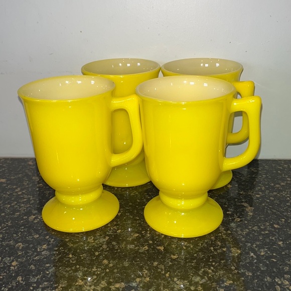 Dining | Vintage Bright Yellow Milk Glass Footed Pedestal Tall Irish ...